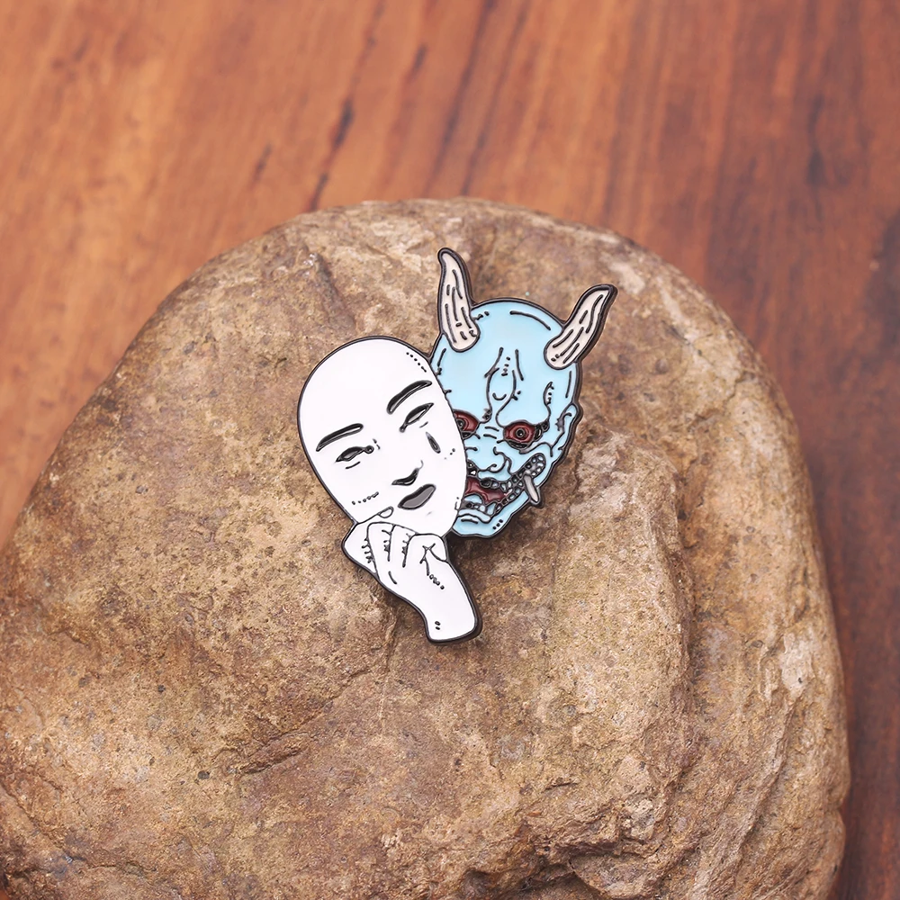 Horror Demon Woman Pin Devil Mask Brooch Japanese Culture Inspired ...