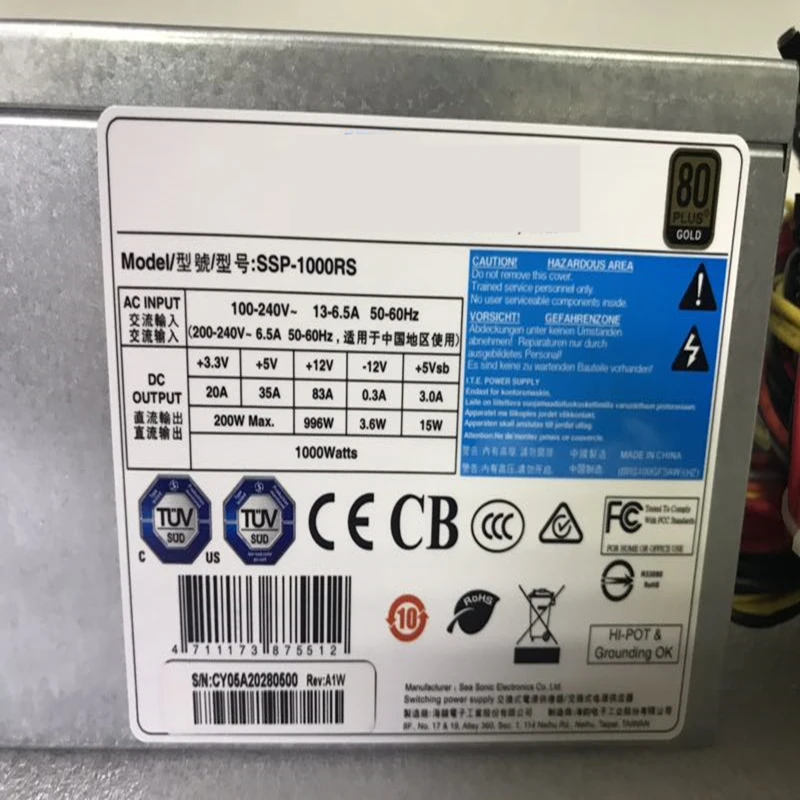 Original PSU For Seasonic ATX AI 1000W Switching Power Supply SSP ...