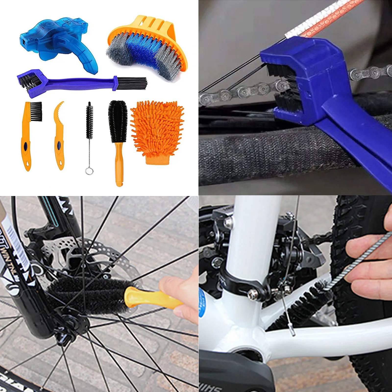 Bicycle Cleaning Kit Bike Cycling Chain Cleaner Scrubber Brushes ...