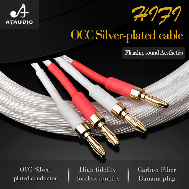 ATAUDIO one pair hifi speaker cable high quality silver-plated speaker ...