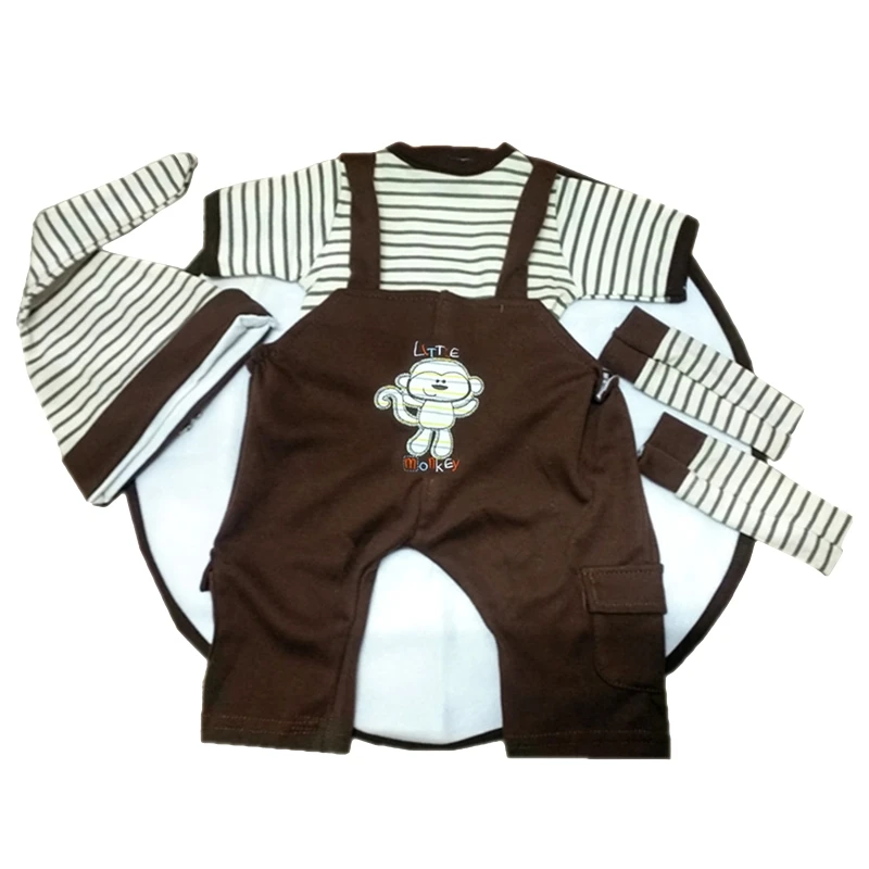 5Pcs Reborn Baby Costume Overalls T shirt Mat Socks for 22 23inch Dolls ...