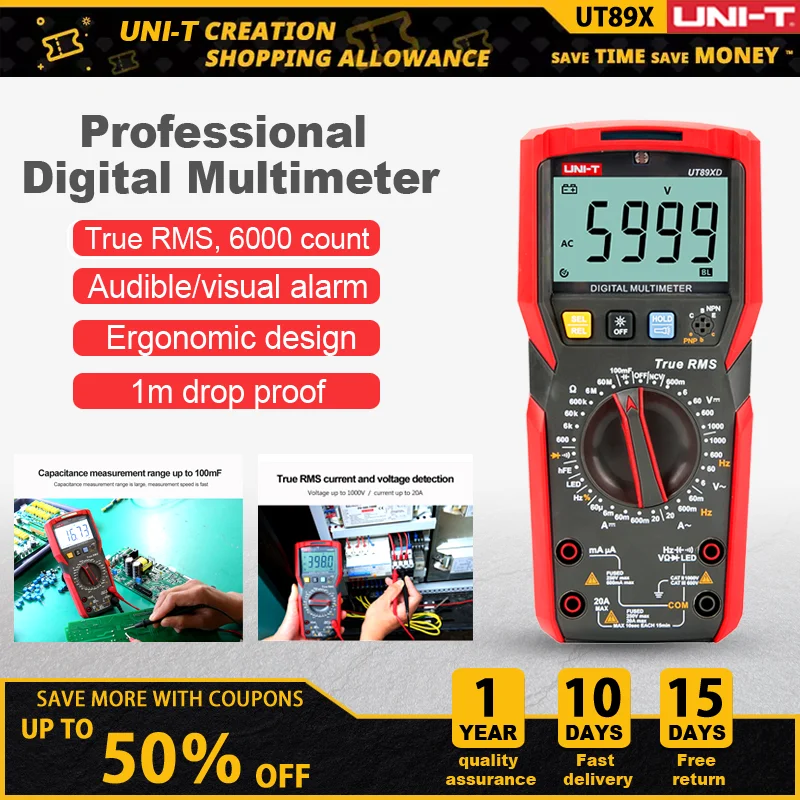 UNI-T-UT89X-UT89XD-Professional-Digital-Multimeter-True-RMS-NCV-20A ...