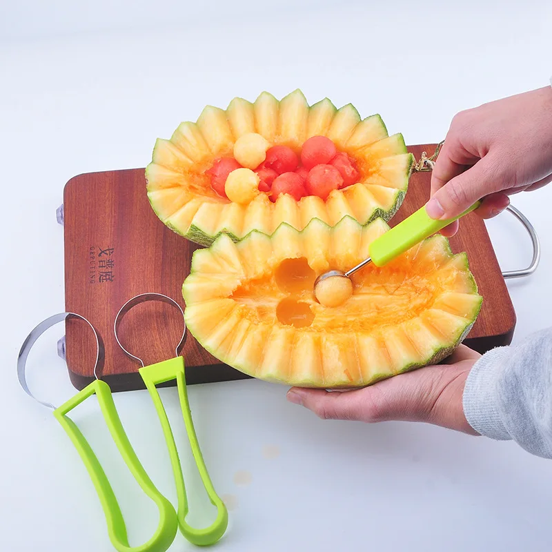 3pcs Melon Baller Scoop Fruit Slicer Knife Tools Watermelon Cutter ...