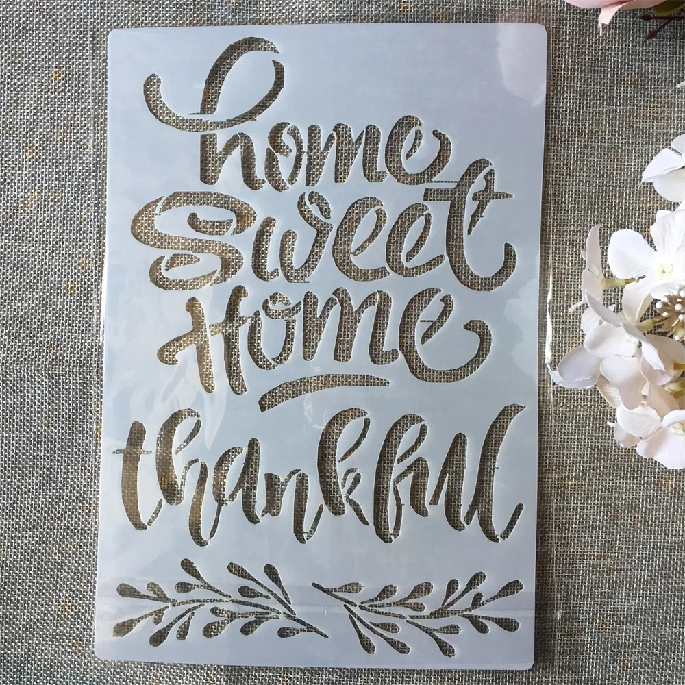 A4 Home Sweet Words DIY Layering Stencils Painting Scrapbook Coloring ...
