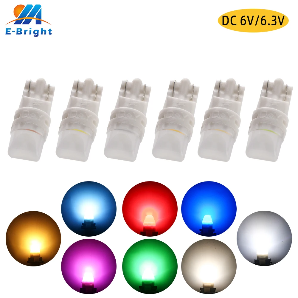 10Pcs DC 6V 6.3V Led Light Frosted Lens W5W 555 T10 168 194 5630 ...