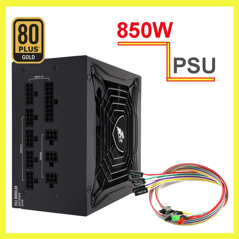 New-80Plus-Golden-850W-Power-Supply-Unit-PFC-Active-Full-Modular-PSU ...