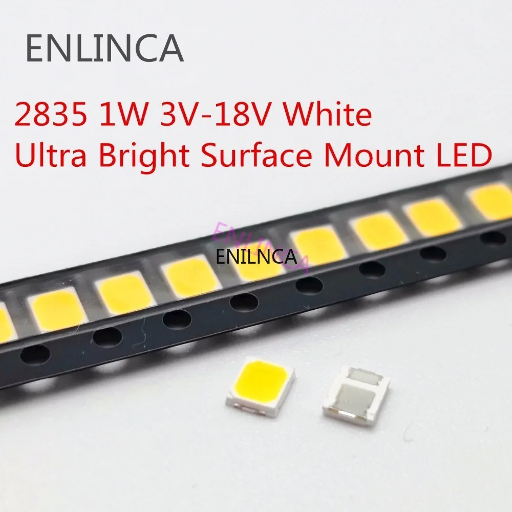 SMD LED 100 칩 1W 3V 6V 9V 18V 비즈 라이트 웨어 콜드 네이처 화이트 1W 130LM 표면 실장 PCB ...