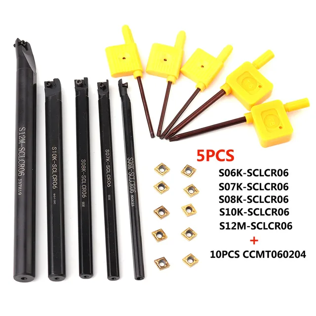 5PCS S12M SCLCR06 S06K / S07K / S08K / S10K 95 degree spiral turning tool holder boring bar ...