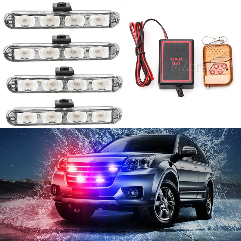 4 pcs 4 leds Police Lights LED Police Flasher FSO LED Strobe Ambulance ...