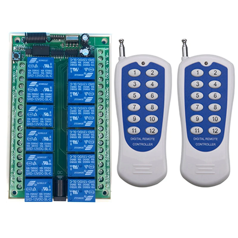 DC-12V-24V-12-Channels-12CH-RF-Wireless-Remote-Control-Switch-Remote ...