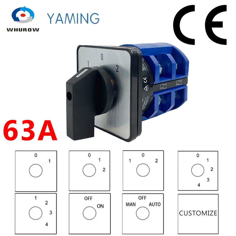 LW26 63 Rotary Cam Switch 63A 2 Poles Levels 8 Screws Terminals Multi ...