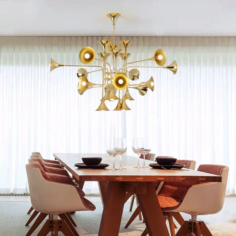 Golden Modern Horn Pendant Lighting For Musical Pendant Lights For High ...
