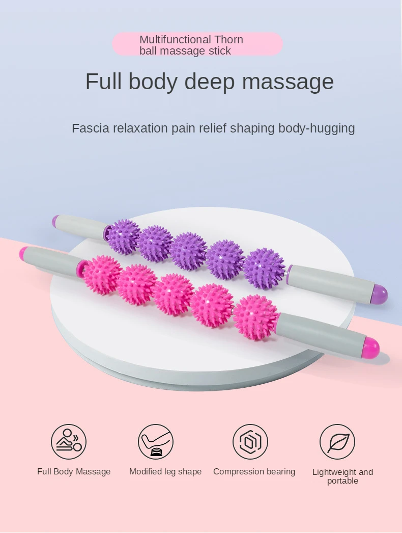 M3 Body Massage Stick with 5 Spiky Ball 360 Degree Rotation - FitMed