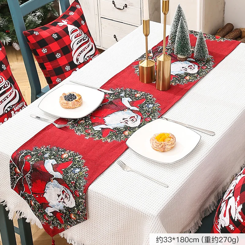 35*180 Christmas Santa Claus Table Runner Polyester Cotton Hotel Home ...