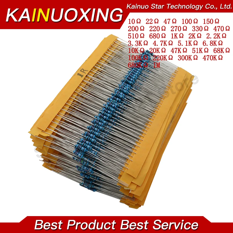 600pcs/set 30 Kinds 1/4W Resistance 1% Metal Film Resistor Pack ...