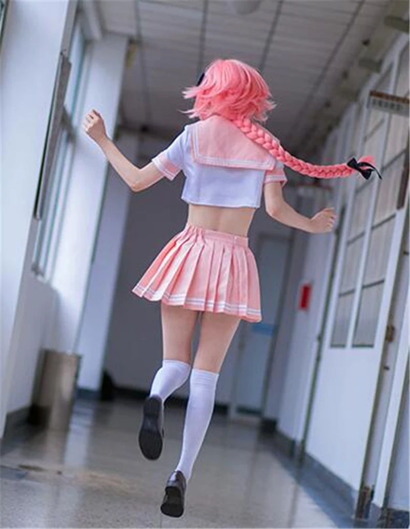 Fashion Fate Apocrypha FGO Astolfo Cosplay Costume Pink Sailor Suit JK ...