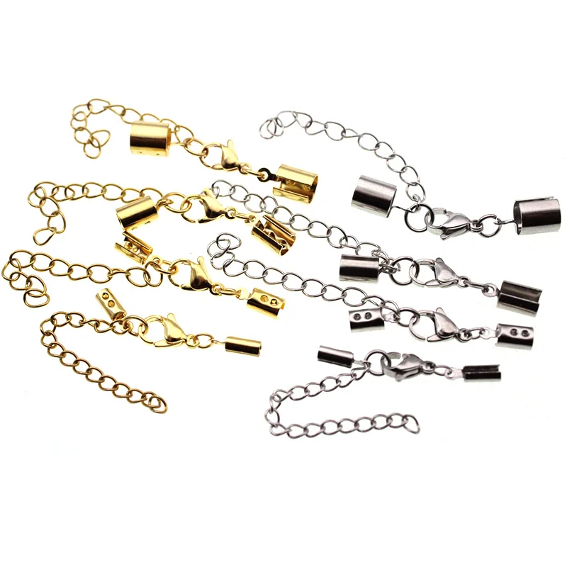 10pcs-Rope-End-Crimp-Stainless-Steel-Fastener-Lobster-Clasps-Tail ...