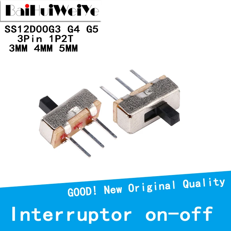 20pcs/lot Ss12d00 Interruptor On-off Mini Slide Switch 3pin 1p2t 2 Position High Quality Toggle ...
