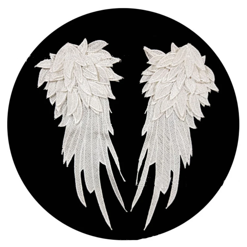 1pairs New 3d Lace Angles Wing Patches Black White Diy Clothes Patches ...