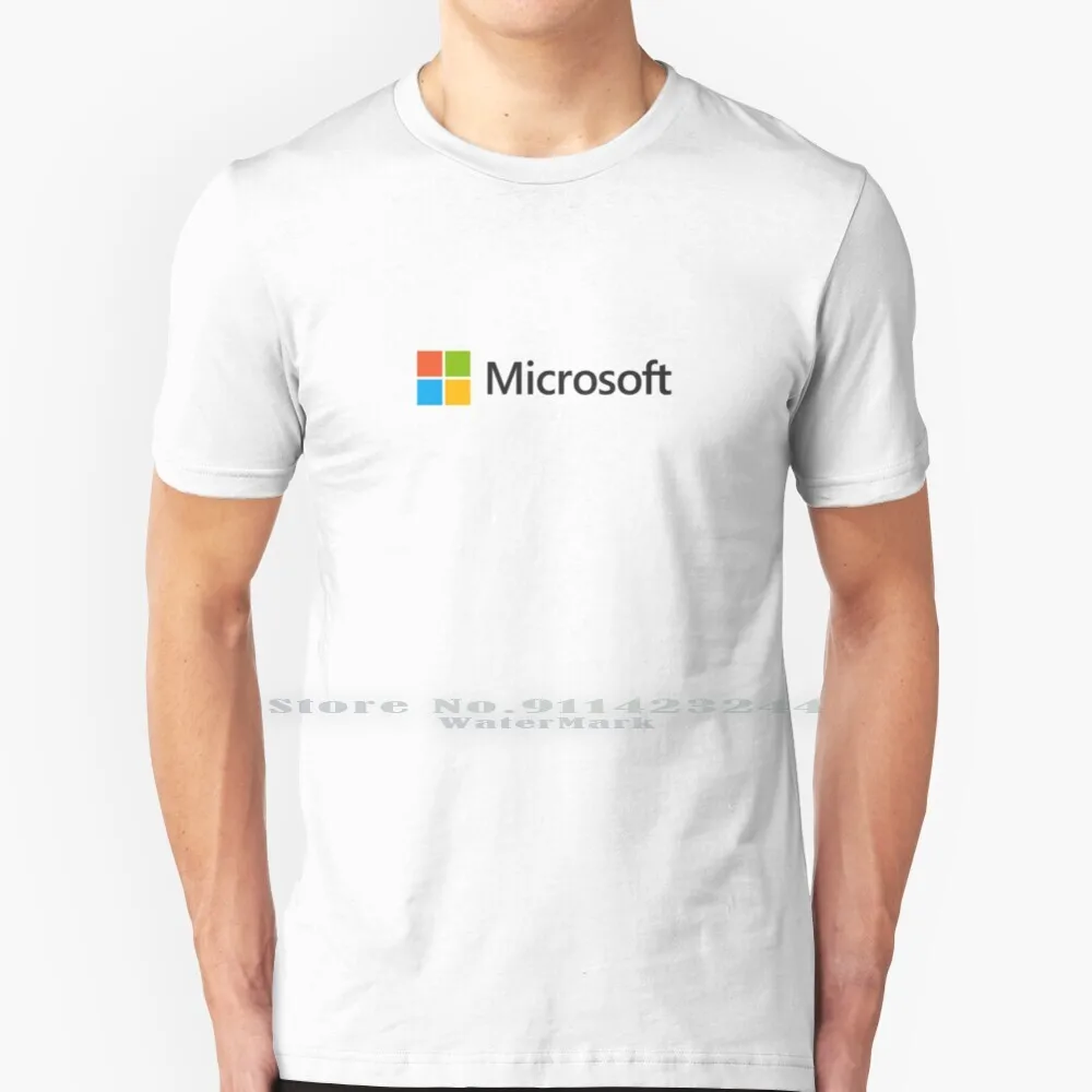 Camiseta con Logo de Microsoft, 100% algodón puro, Logo de Microsoft ...