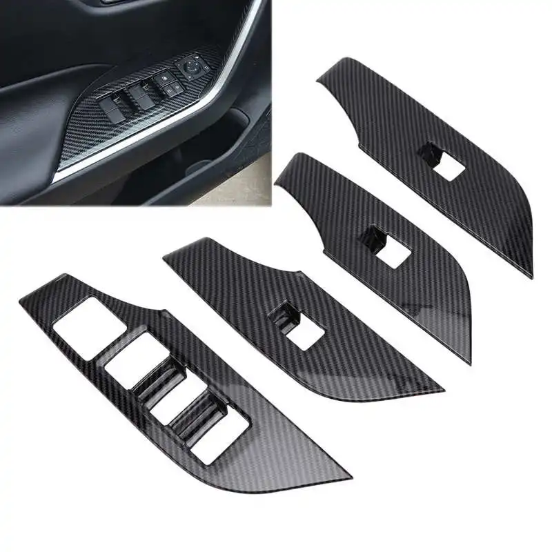 4pcs-Window-Switch-Panel-Trim-Frame-Carbon-Fiber-Style-Decor ...