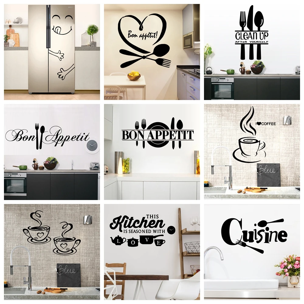 22 Styles Large Kitchen Wall Stickers Home Decor Decals Vinyl Sticker ...
