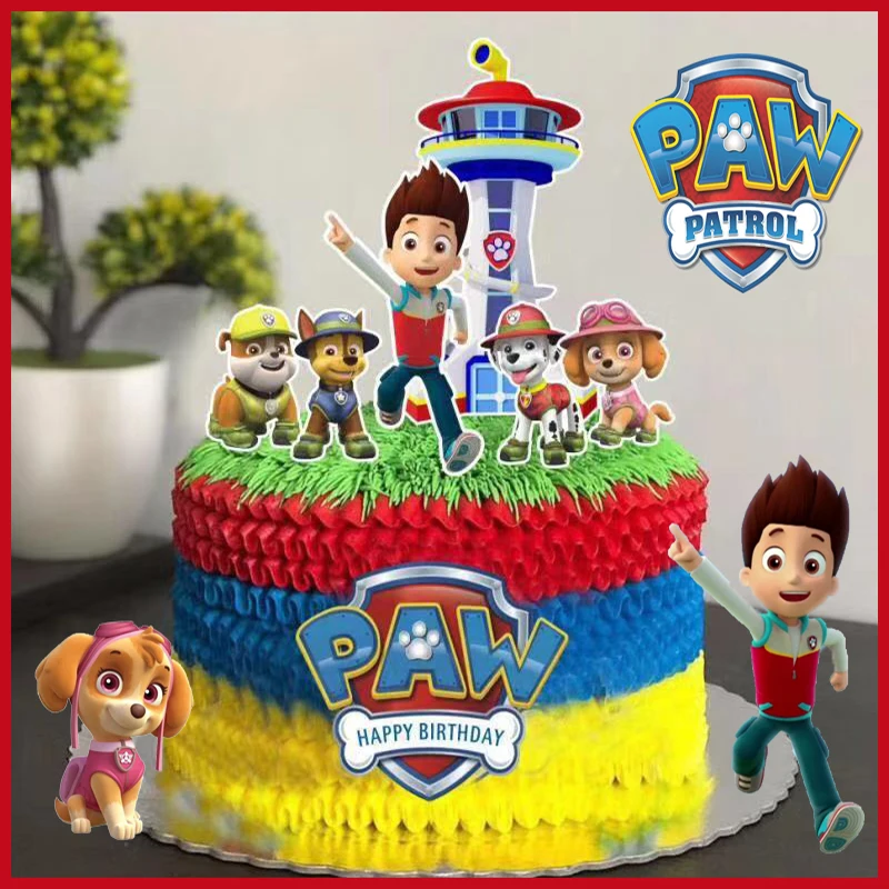 Paw-Patrol-Cartoon-Baking-Cake-Decoration-Set-Children-s-Birthday-Party ...