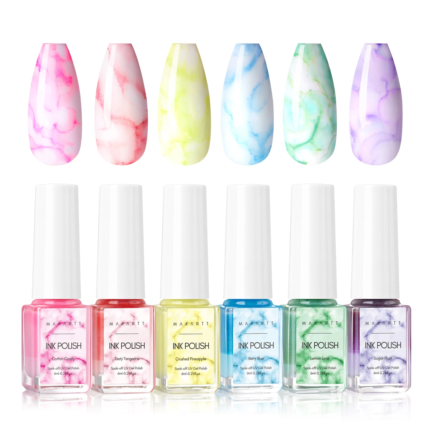 Macartt 블루밍 네일 폴리쉬 6mlsoak Off Uv 젤 폴리쉬 네일 잉크 수채화 핑크 블루 파스텔 블라썸 네일 아트