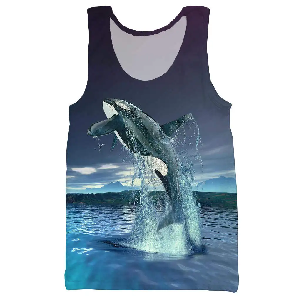 killer whale 3D printed tank top for men fashion summer tank top work ...