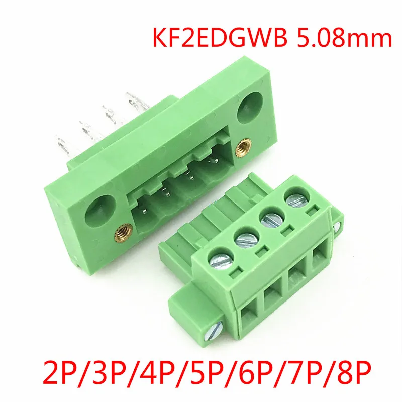 5sets KF2EDGWB 5.08 2/3/4/5/6/7/8/9/10/12Pin Wall Terminal Plug Type 5 ...