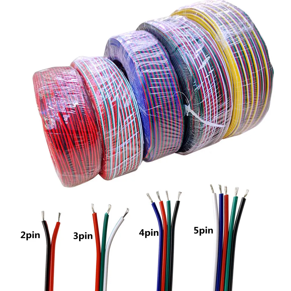 5m-10m-100m-LED-Connector-Wire-2-3-5-Pin-LED-Cable-4pin-RGB-Extension ...
