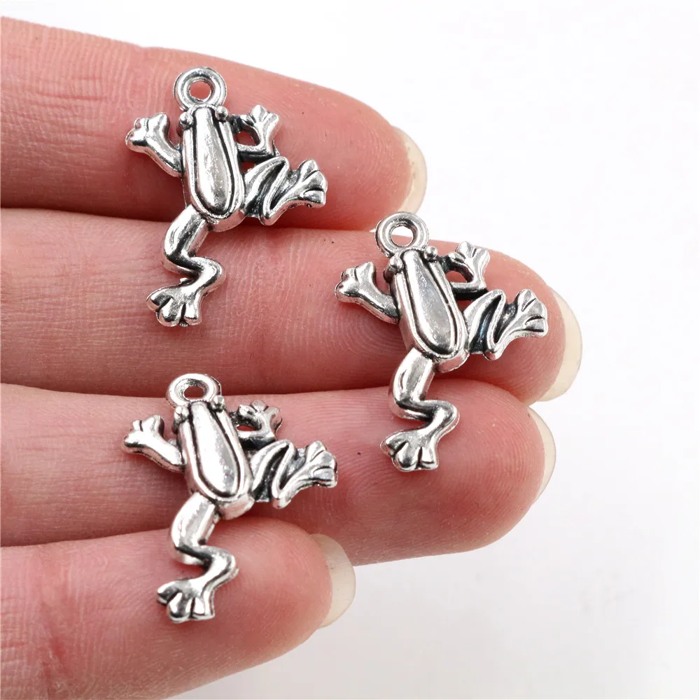 23x18mm 15pcs Antique Silver Plated Frog Handmade Charms Pendant:diy ...