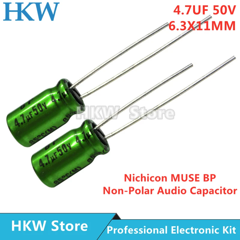 10pcs/lot 4.7UF 50V 6.3X11mm Nichicon MUSE BP ES Non Polar Nonpolar ...