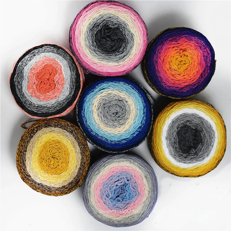 230g Rainbow Segment Dyed Gradient Color Cotton Yarn DIY Handmade ...