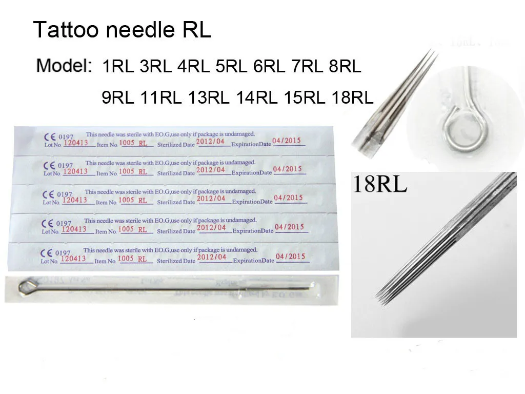 50PCS Professional Tattoo Needles RL Disposable Sterilze Tatoo Needles ...