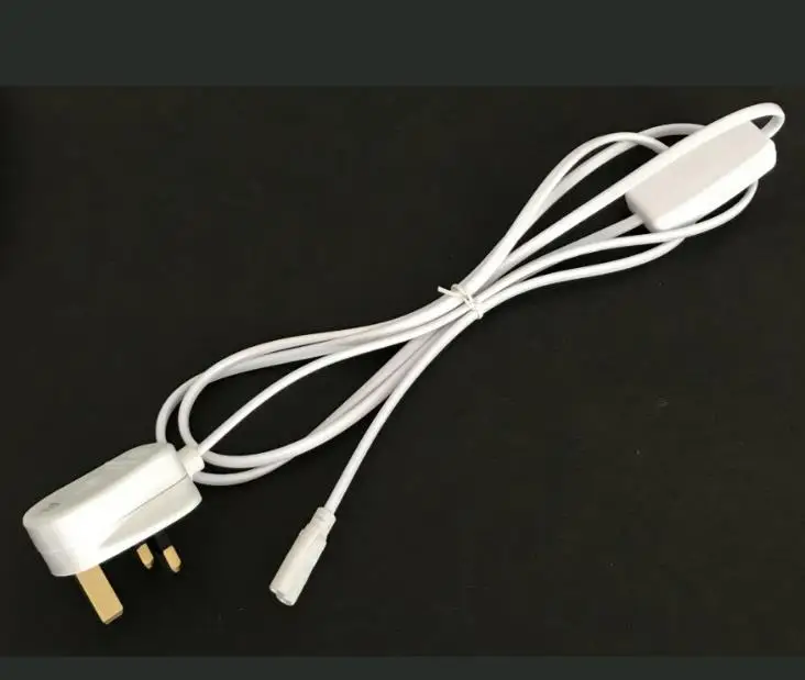 T8 Connectors 1.8m Uk Plug 2/3 Pin Wires Connecting Cable Connector For ...