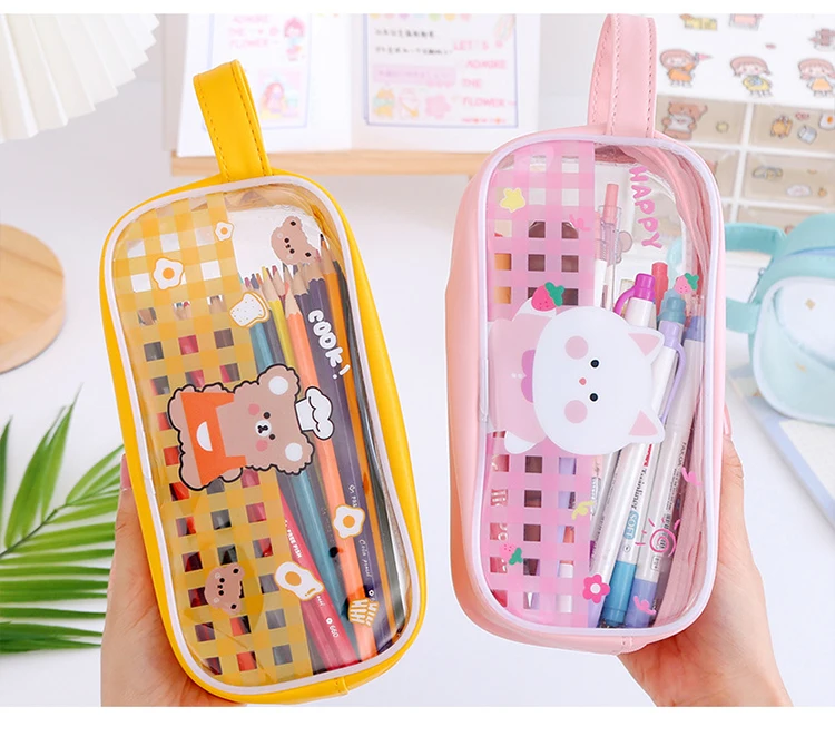 Etui à stylo,transparent trousse scolaire kawaii fille ecole pencil ...