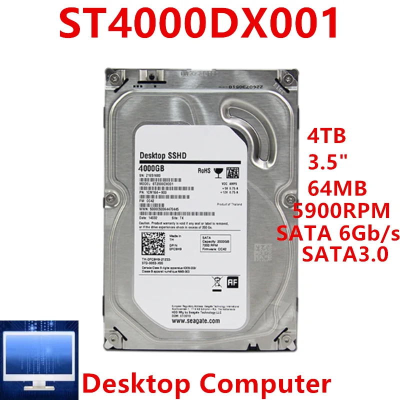 Original SSHD For Seagate 4TB 3.5" SATA 6 Gb/s 64MB+8G 5900RPM For ...
