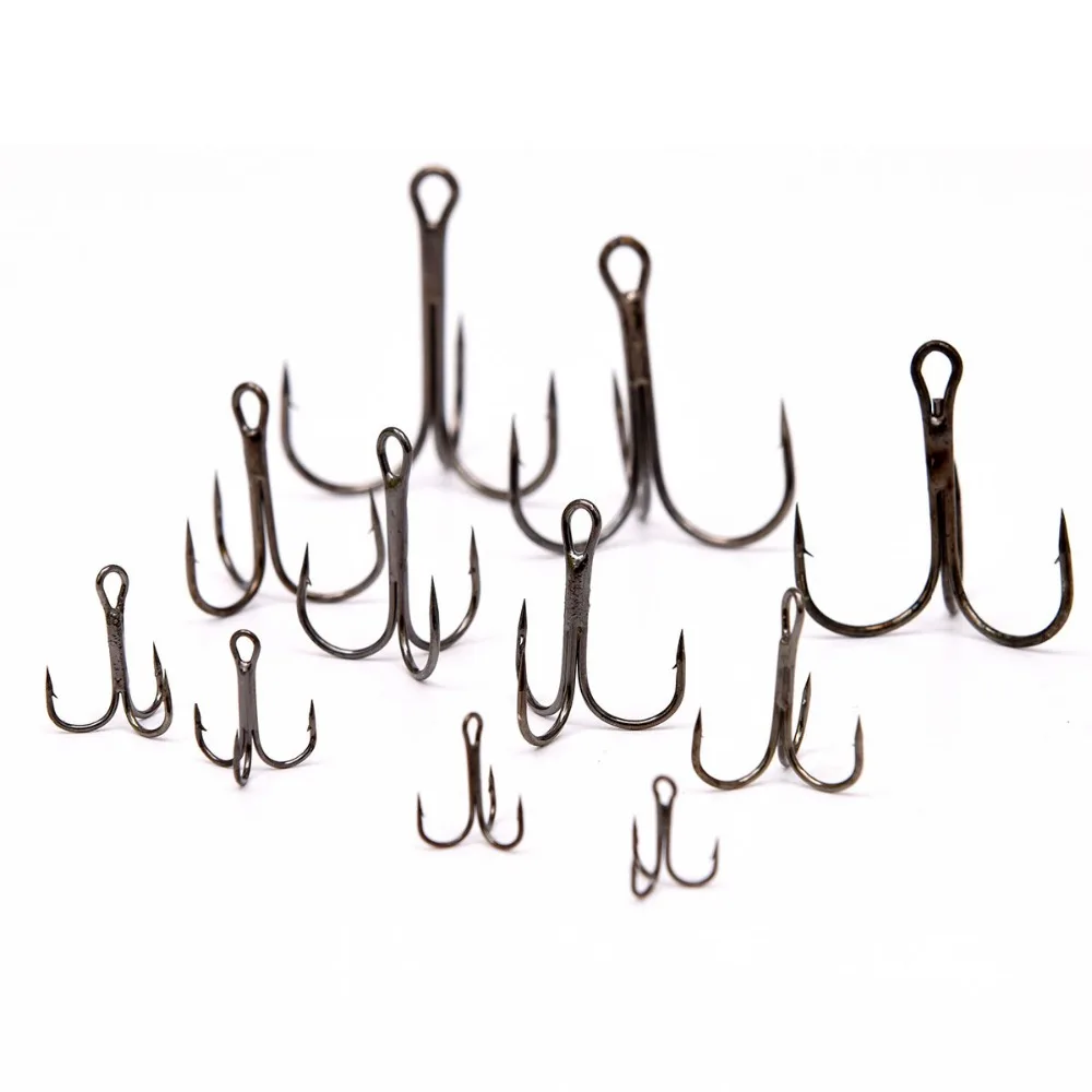 100pcs Multiple Size Treble Hooks Fishing Hook for Lures Size 12 10 8 6 ...