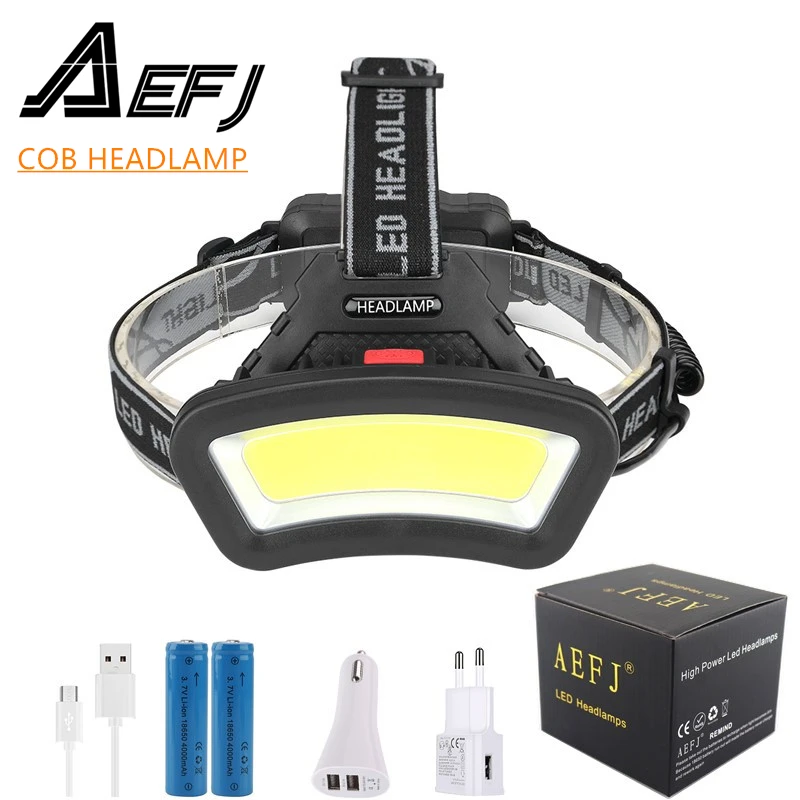 cob-led-headlamp-USB-Rechargeable-red-white-light-Fishing-headlight ...