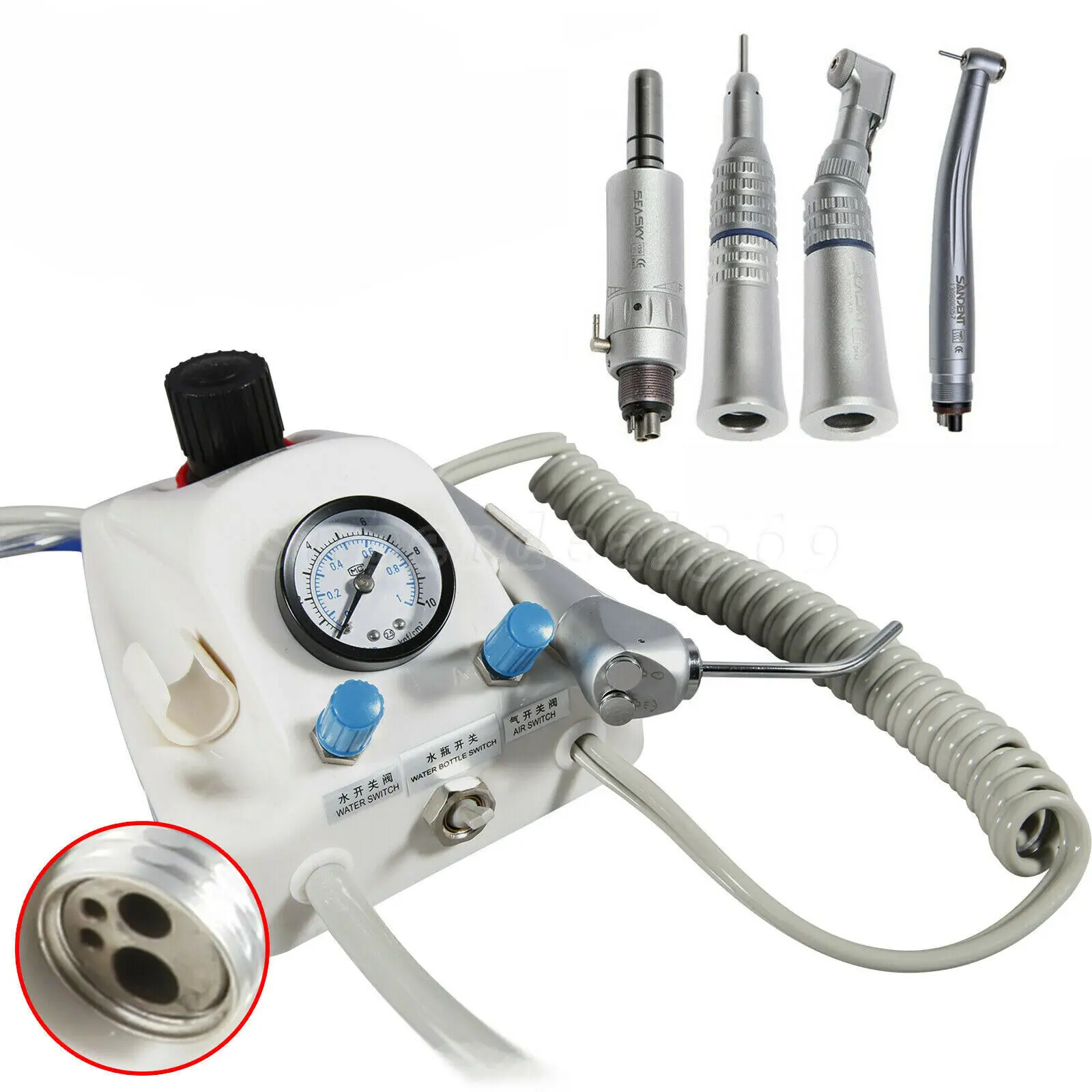 Portable Dental Air Turbine Unit Work Syringe High Low Speed Contra ...