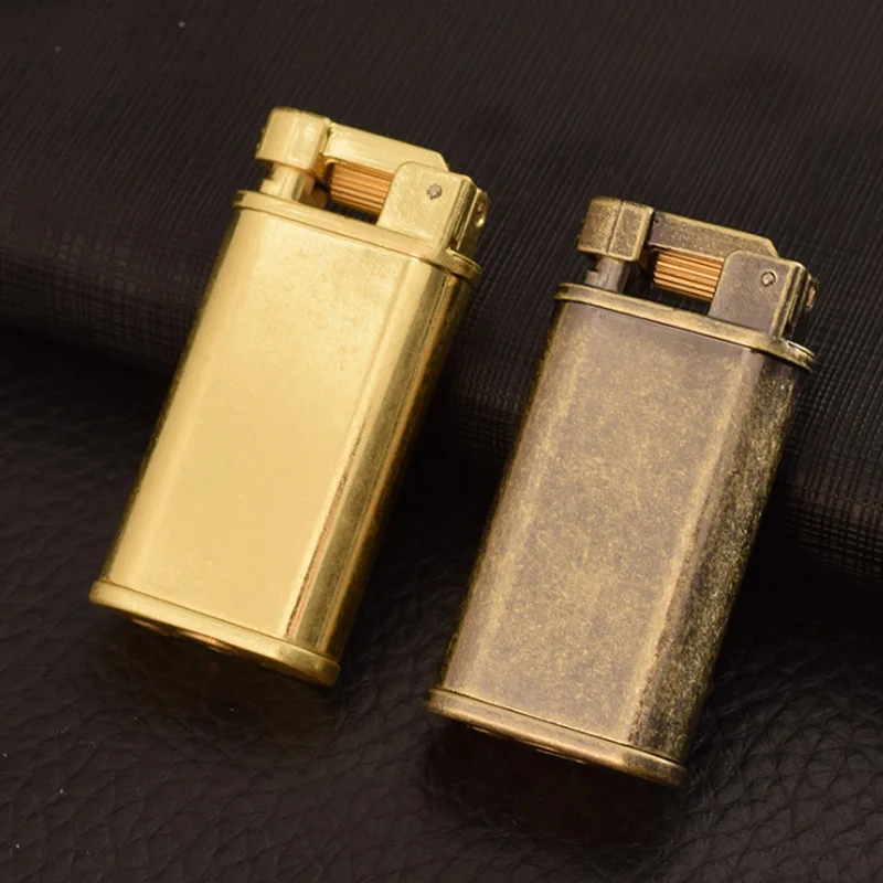 Vintage Brass Flint Oil Lighters Flame Retro Grinding Wheel Petrol Old ...