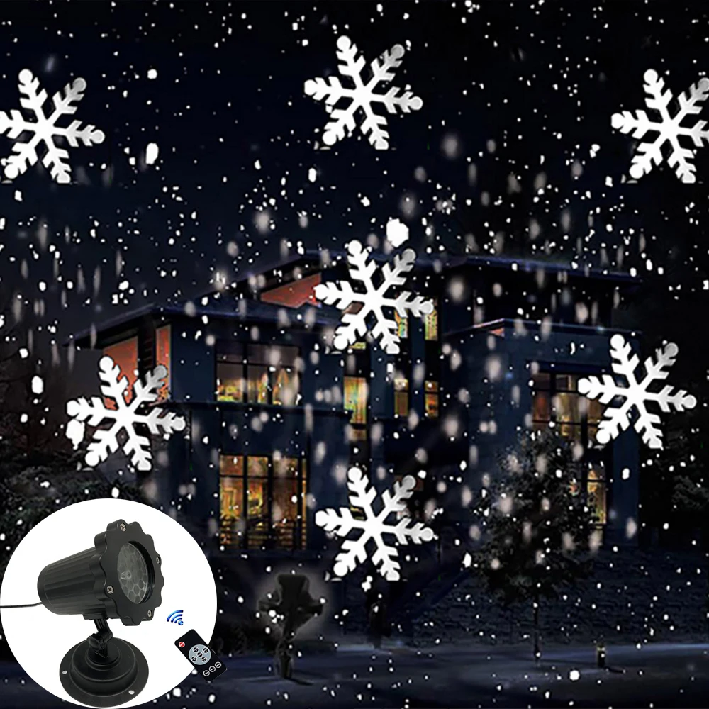 Christmas-Snowflake-Laser-Light-Snowfall-Projector-Waterproof-Snowing ...