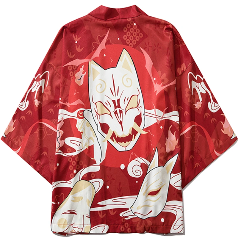 Japanese-Fox-Red-Kimono-Yukata-Vintage-Stage-Performance-Costume ...