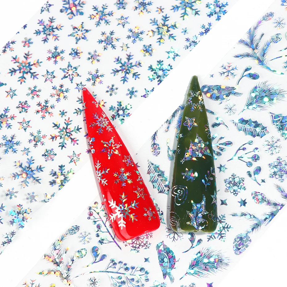 10 шт Рождественский дизайн ногтей Фольга наклейки Набор Снежинка Санта ...