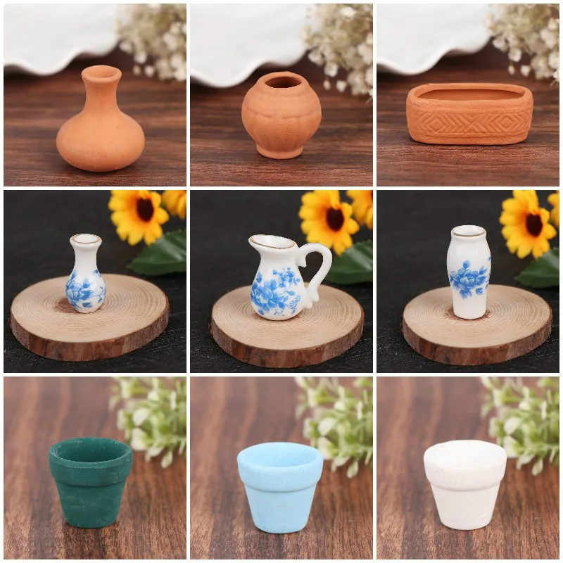 1pc-Dollhouse-Miniature-Porcelain-Ceramic-Flower-Vase-Dolls-House ...