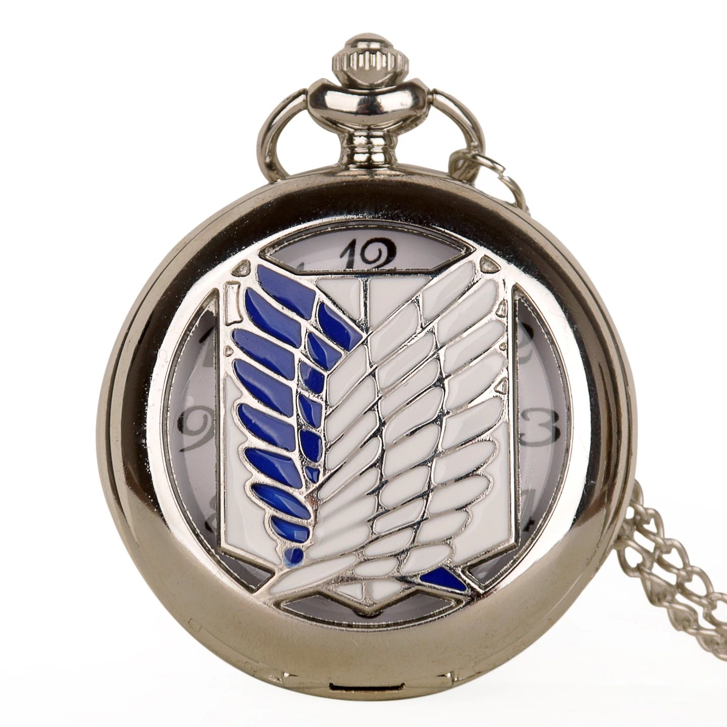 Silver Steel Wing Hollow Quartz Pocket Watch Retro Men Women Pendant ...