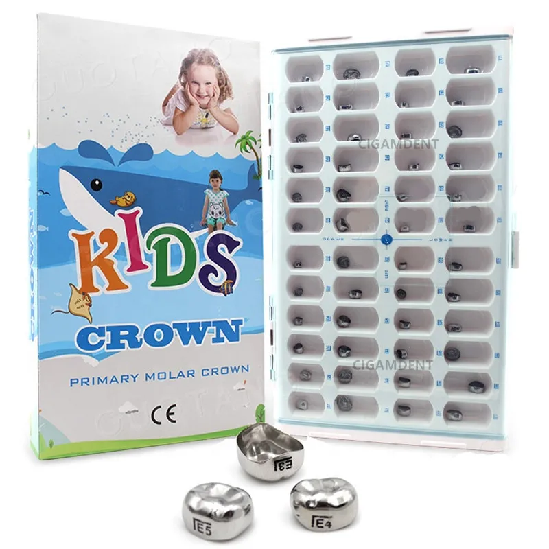 48pcs/kit Dental Kids Primary Molar Crown Stainless Steel Preformed ...
