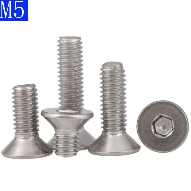 5mm M5 x 0.8 304 Stainless Steel FLAT HEAD Socket Screws Bolt Countersunk DIN 7991 Hex Socket ...