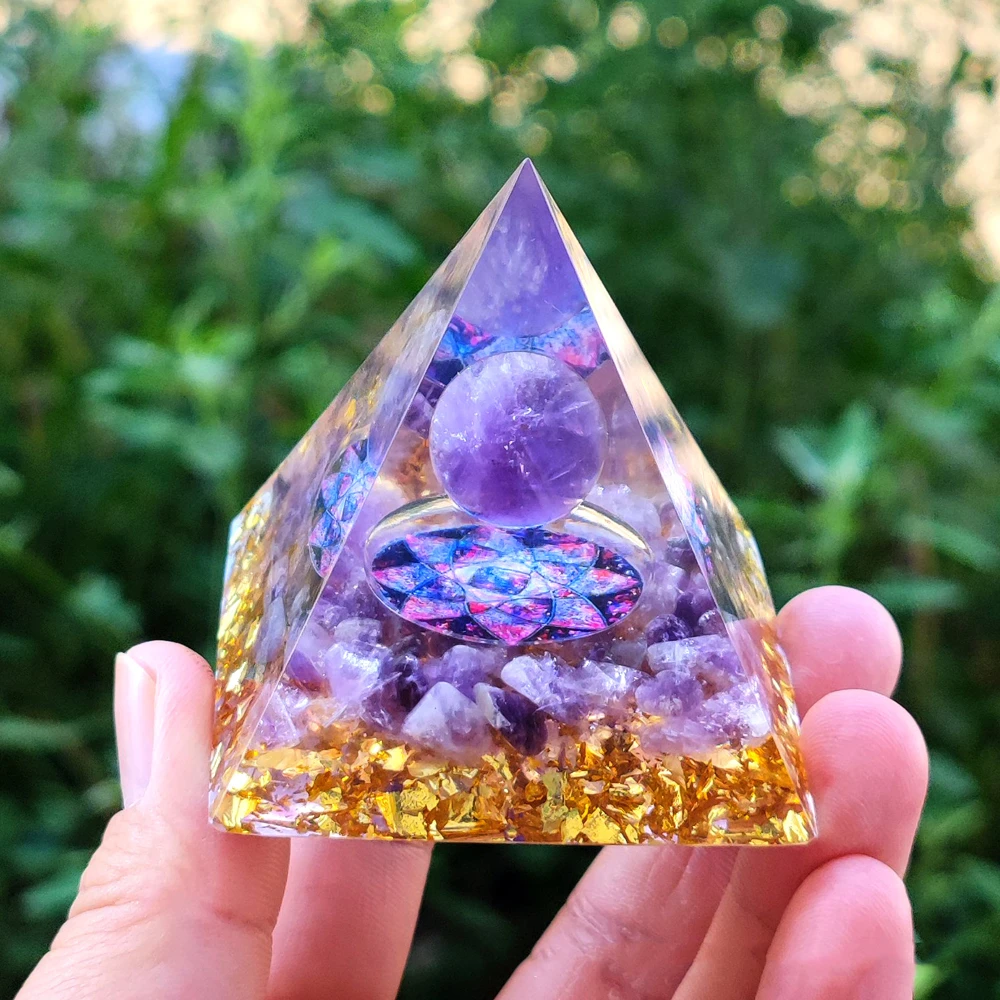 Orgone Pyramid Amethyst Peridot Healing Crystal Energy Orgonite ...